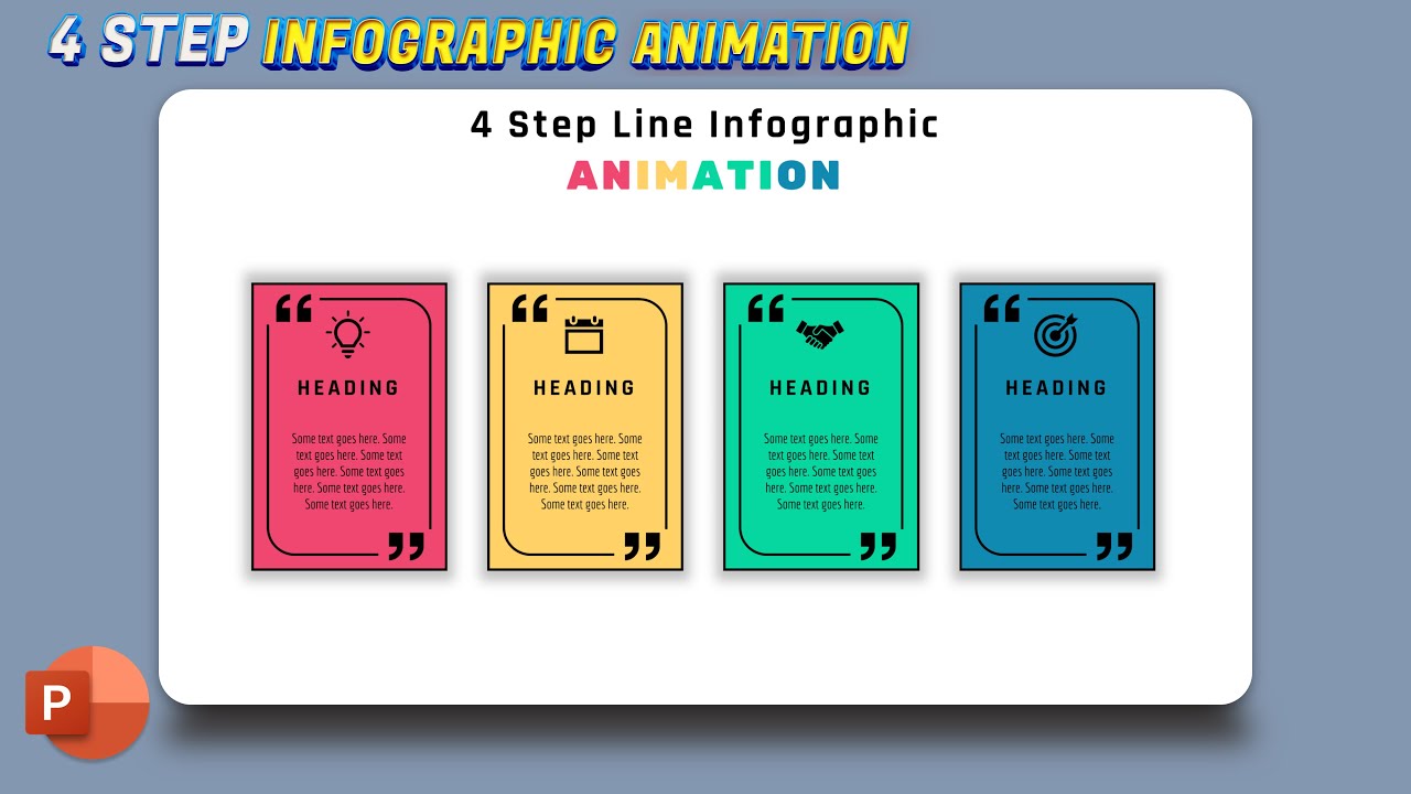 124 Powerpoint Animation Tutorial 4 Step Line Infographic