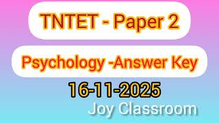 Tntet Paper2 Psychology Answer Key 16 11 2025 Tet Answerkey Psychology ...