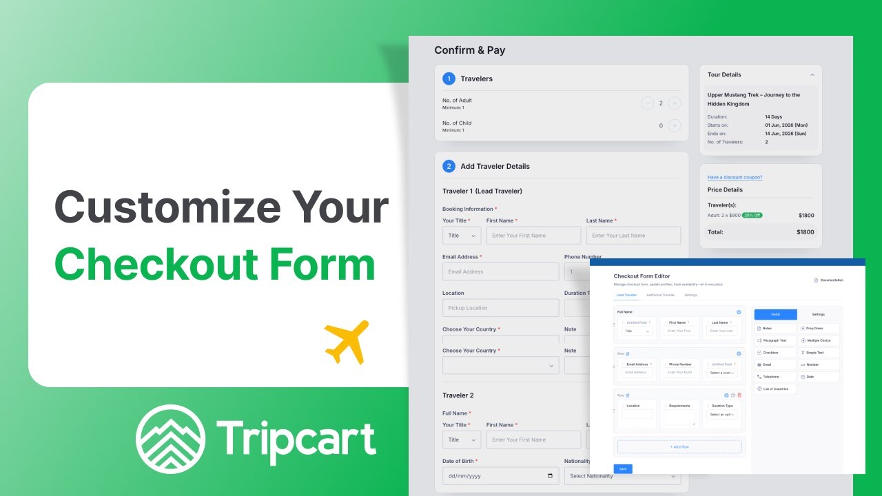 How To Customize Your Checkout Form Tripcart Tutorials Youtube