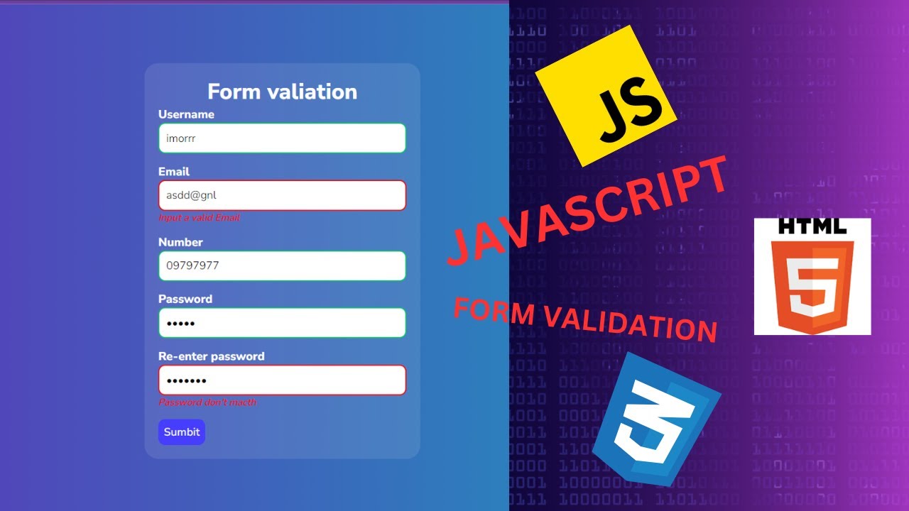 Javascript Form Validation Tutorial Youtube