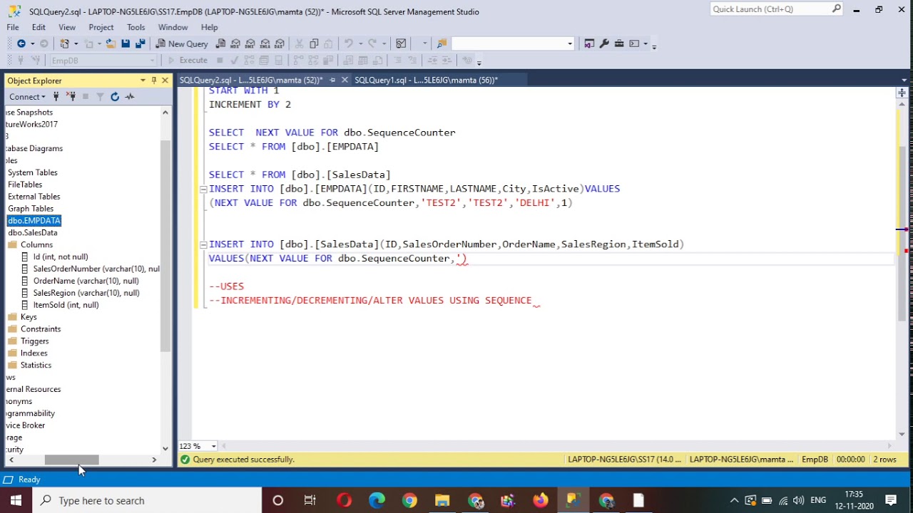 Sequence Objects In Sql Server Youtube