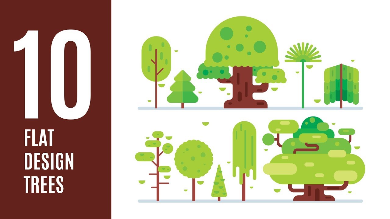 How To Draw 10 Trees In Illustrator For Your Landscape Flat Design