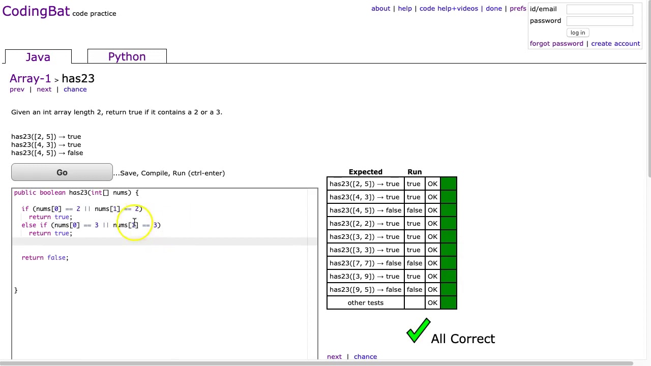 Codingbat Has23 Java Youtube