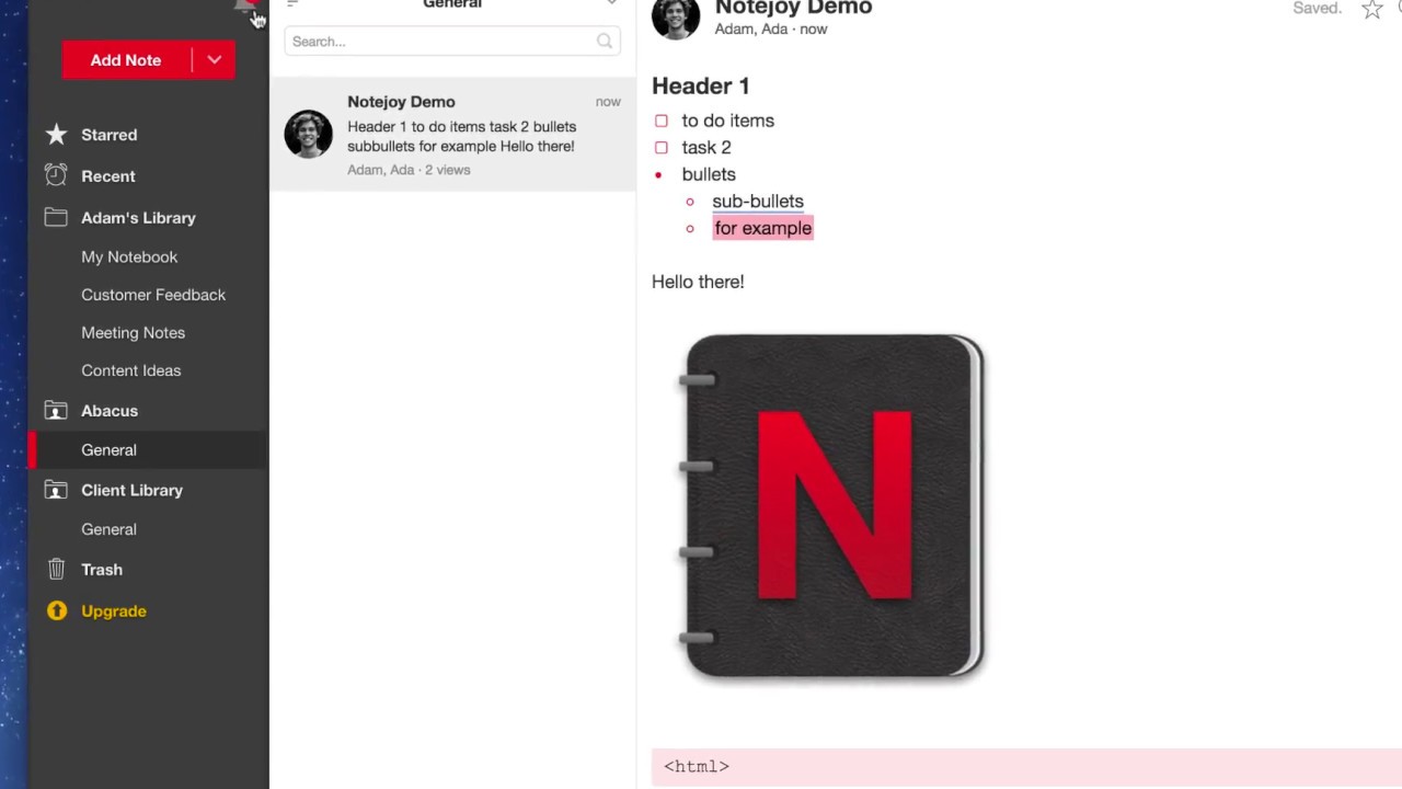 Notejoy Product Demo Youtube