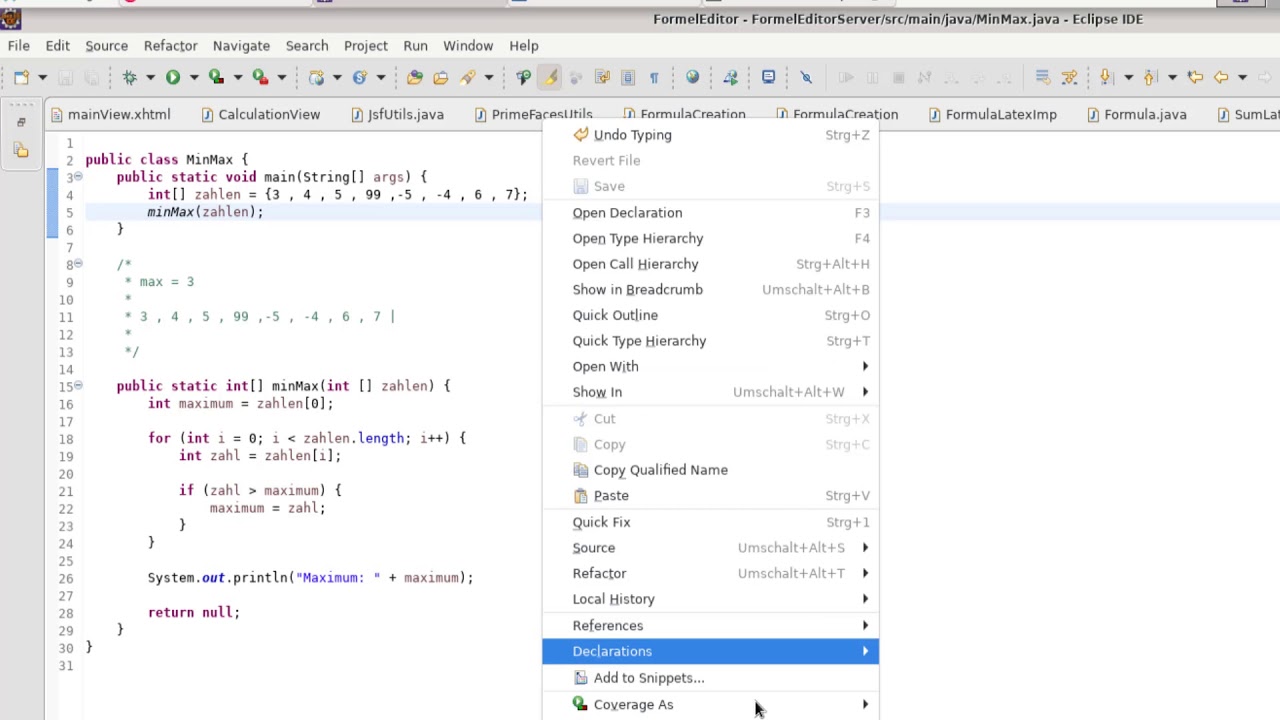 Minimum Und Maximum Berechnen In Java Youtube