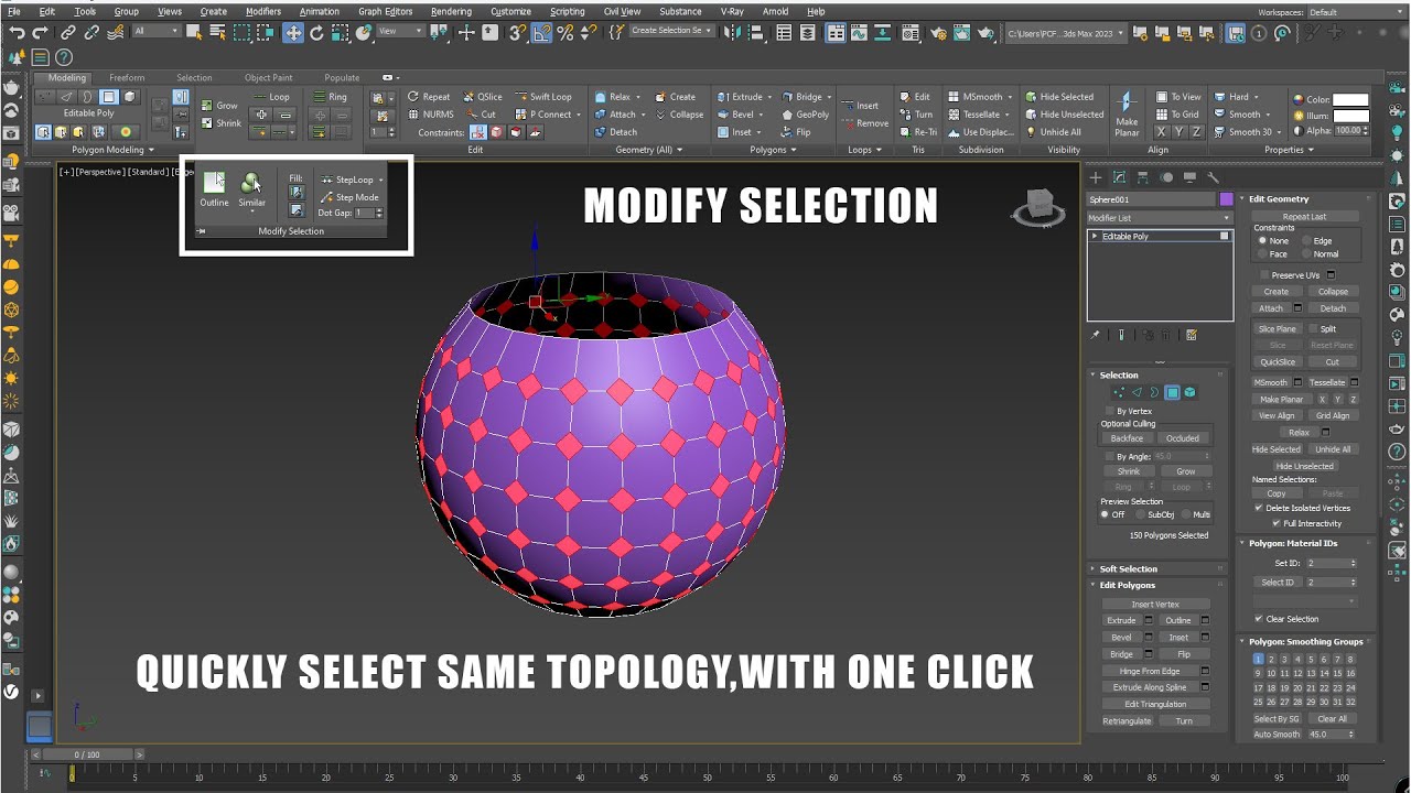 Select Similar Topology Or Polygons In 3ds Max Modify Selection Loop