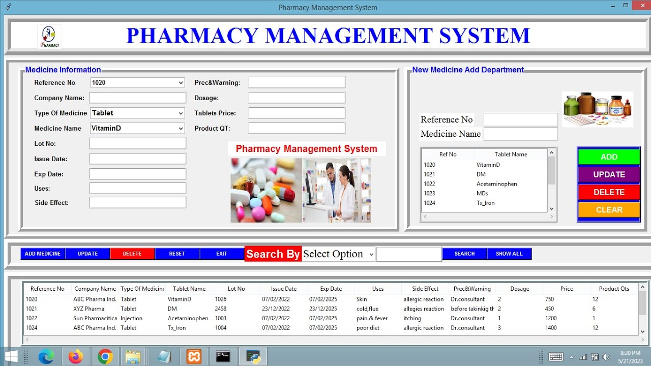 Pharmacy Management System Project Using Python Tkinter Youtube