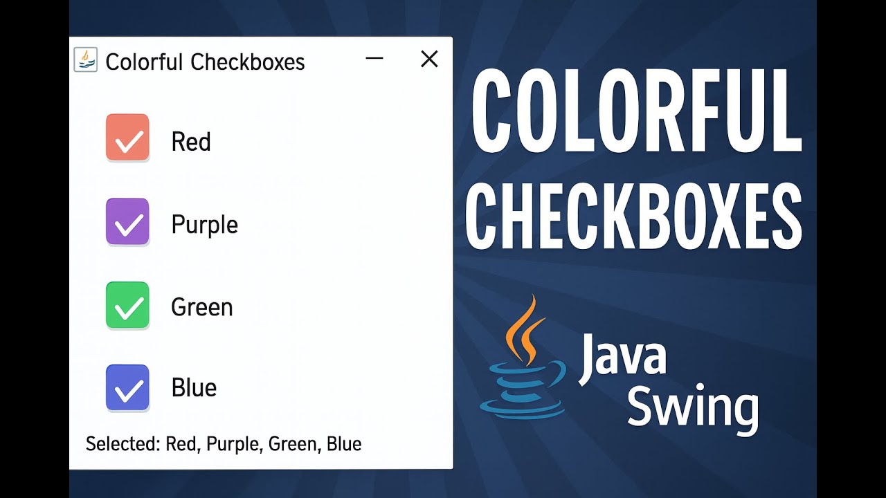 Colorful Custom Checkboxes In Java Swing Modern Ui Design Tutorial