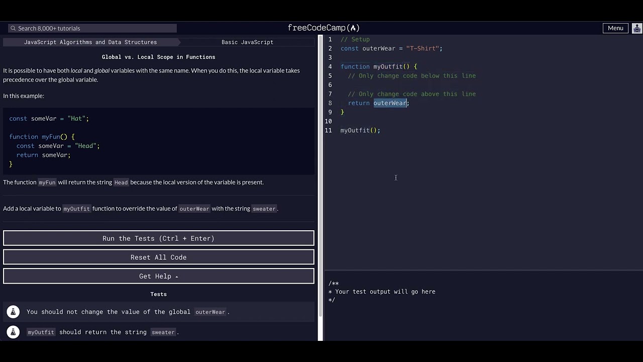 Global Vs Local Scope In Functions Free Code Camp Help Basic