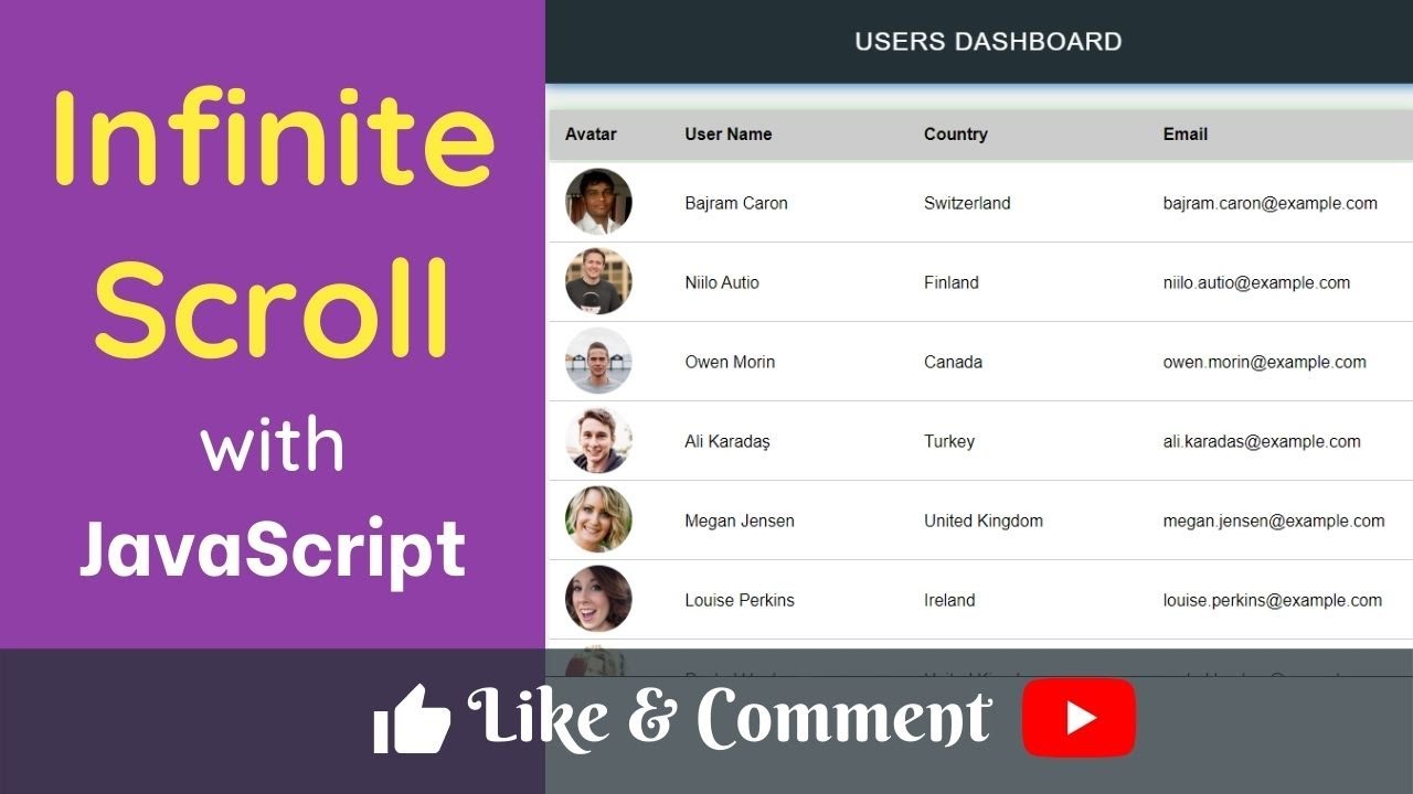 Infinite Scrolling With Pure Javascript Learn Javascript Youtube