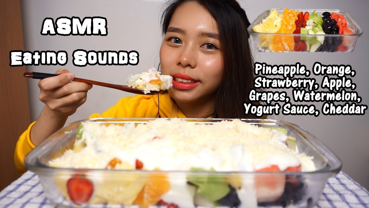 Asmr Fruits Salad Crunchy Juicy Eating Sounds No Talking Youtube