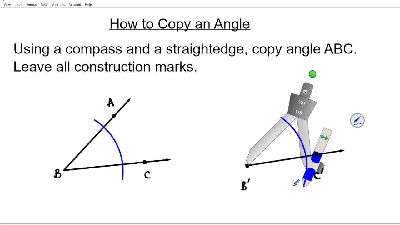 How To Copy Angles Geometry 1 2 Common Core Compass Straight Edge