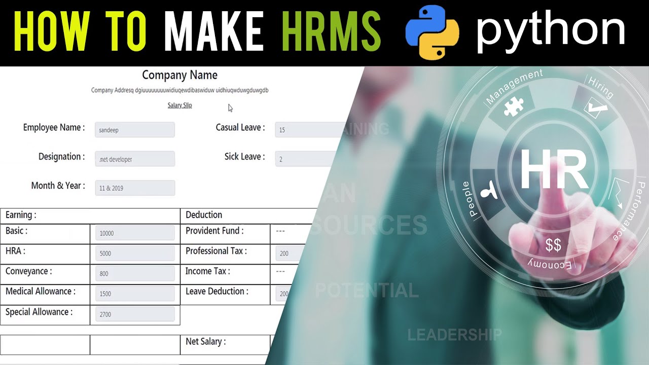 How To Make Hr Payroll Employee Management Software In Python Youtube