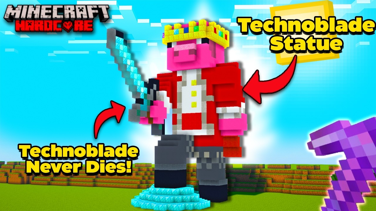 I Built A Technoblade Statue In Hardcore Minecraft Youtube