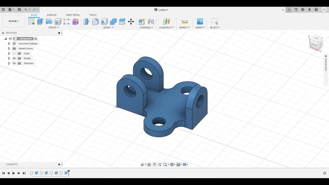 Fusion 360 Bracket 25 Tutorial Youtube