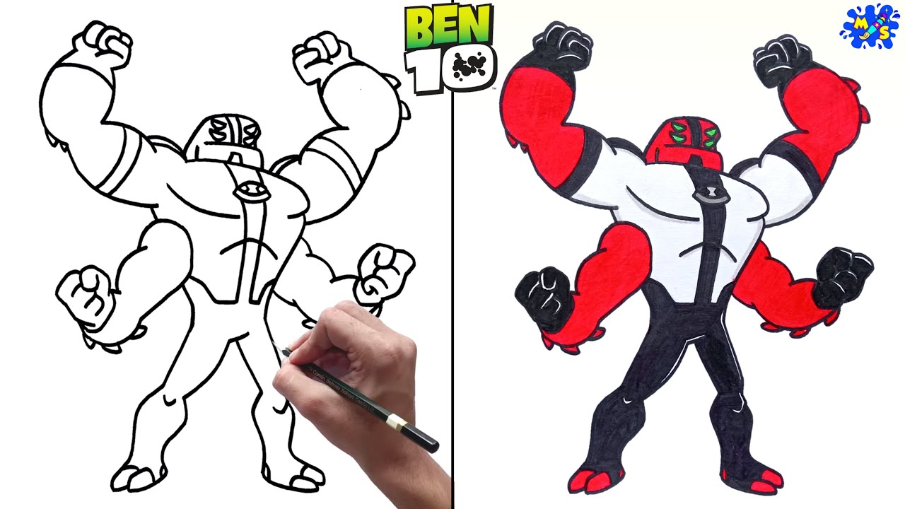 How To Draw Ben 10 Aliens Four Arms Drawingnow