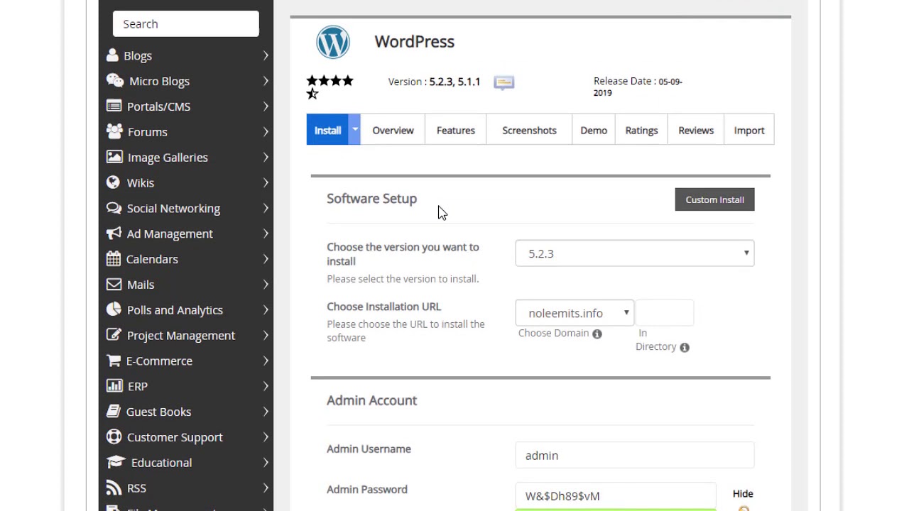 How To Install Wordpress From Cpanel Youtube