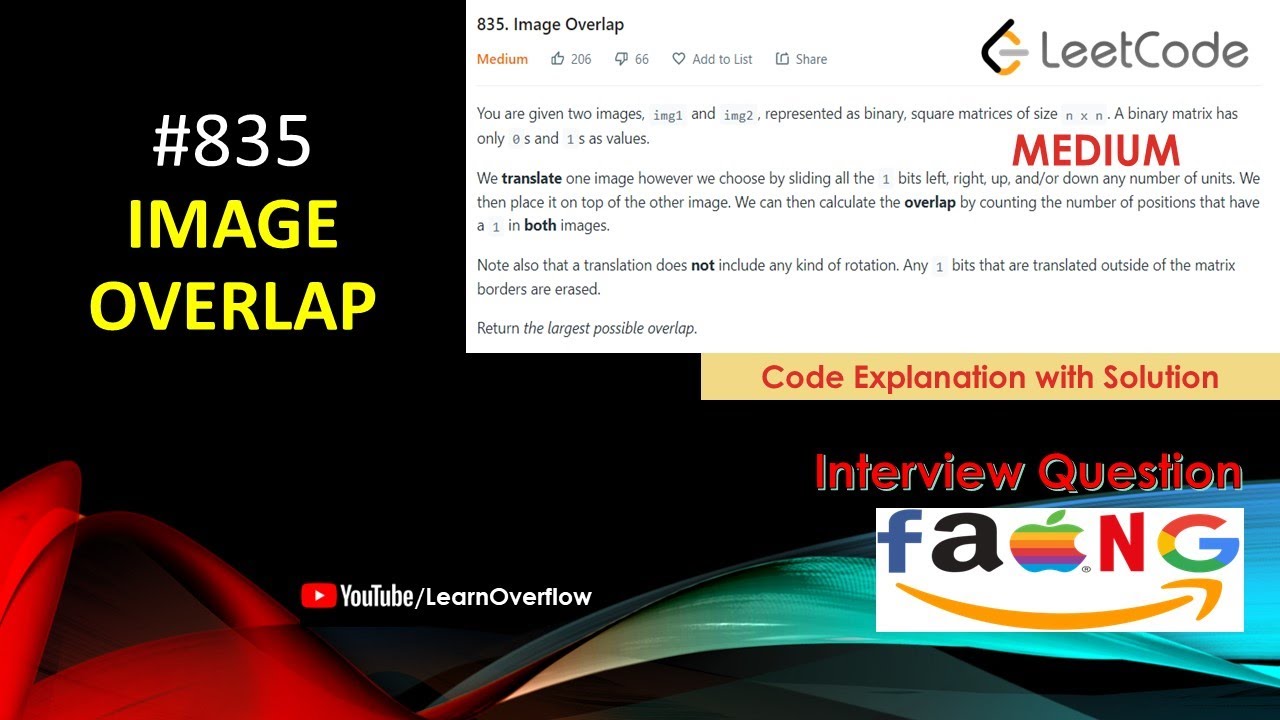 Image Overlap Leetcode 835 Java Explained W Code Learnoverflow