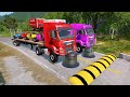 Double Flatbed Trailer Truck Vs Speedbumps Train Vs Cars Beamng Drive ...