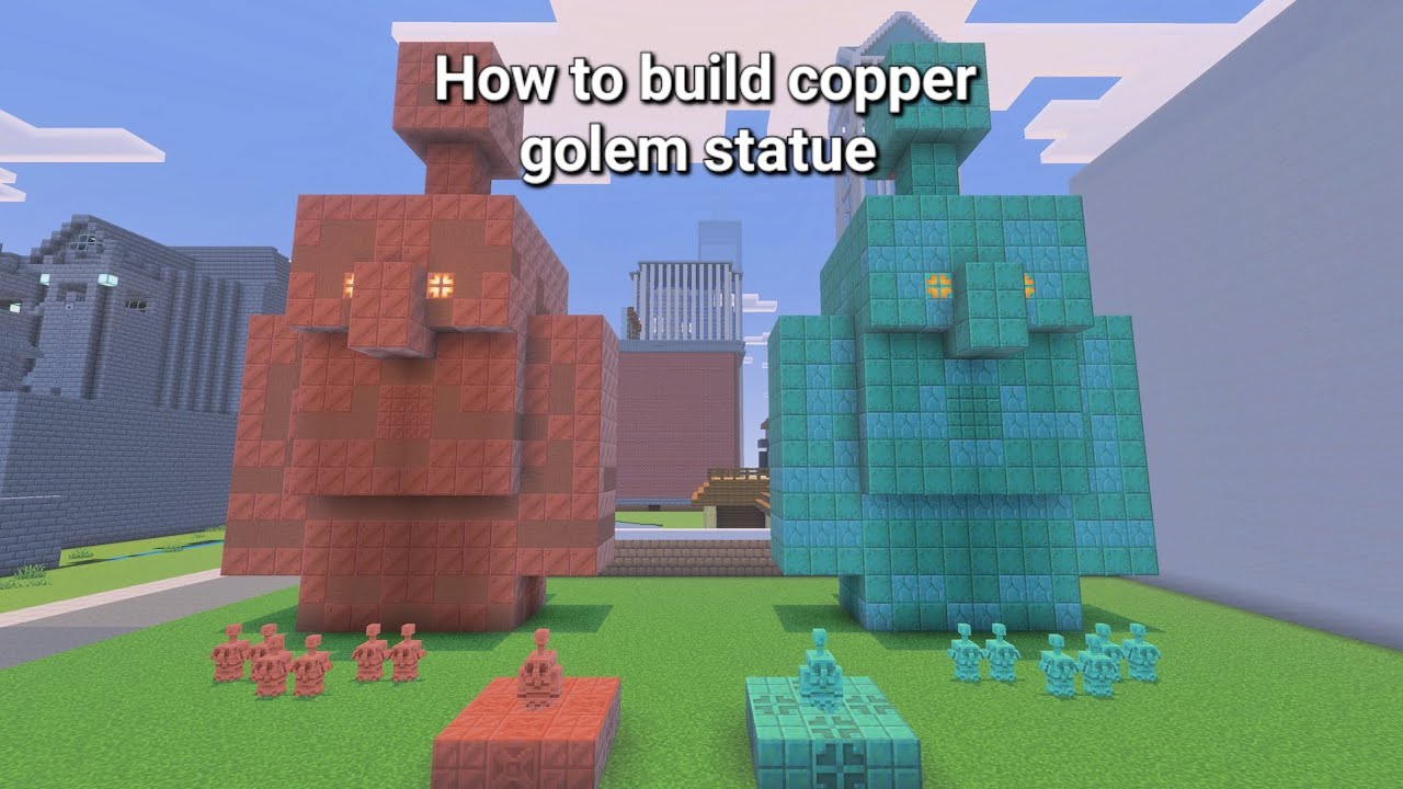Minecraft How To Build A Copper Golem Statue Tutorial Youtube