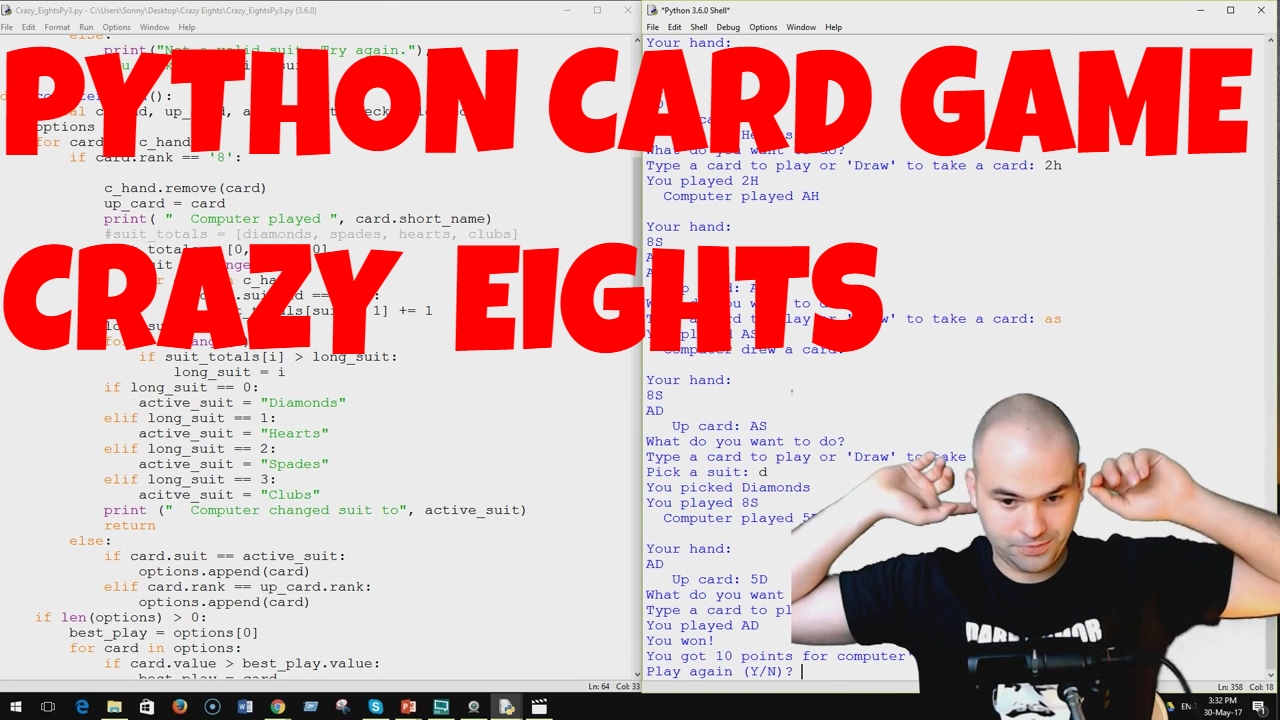 Card Game In Python Crazy Eights Youtube