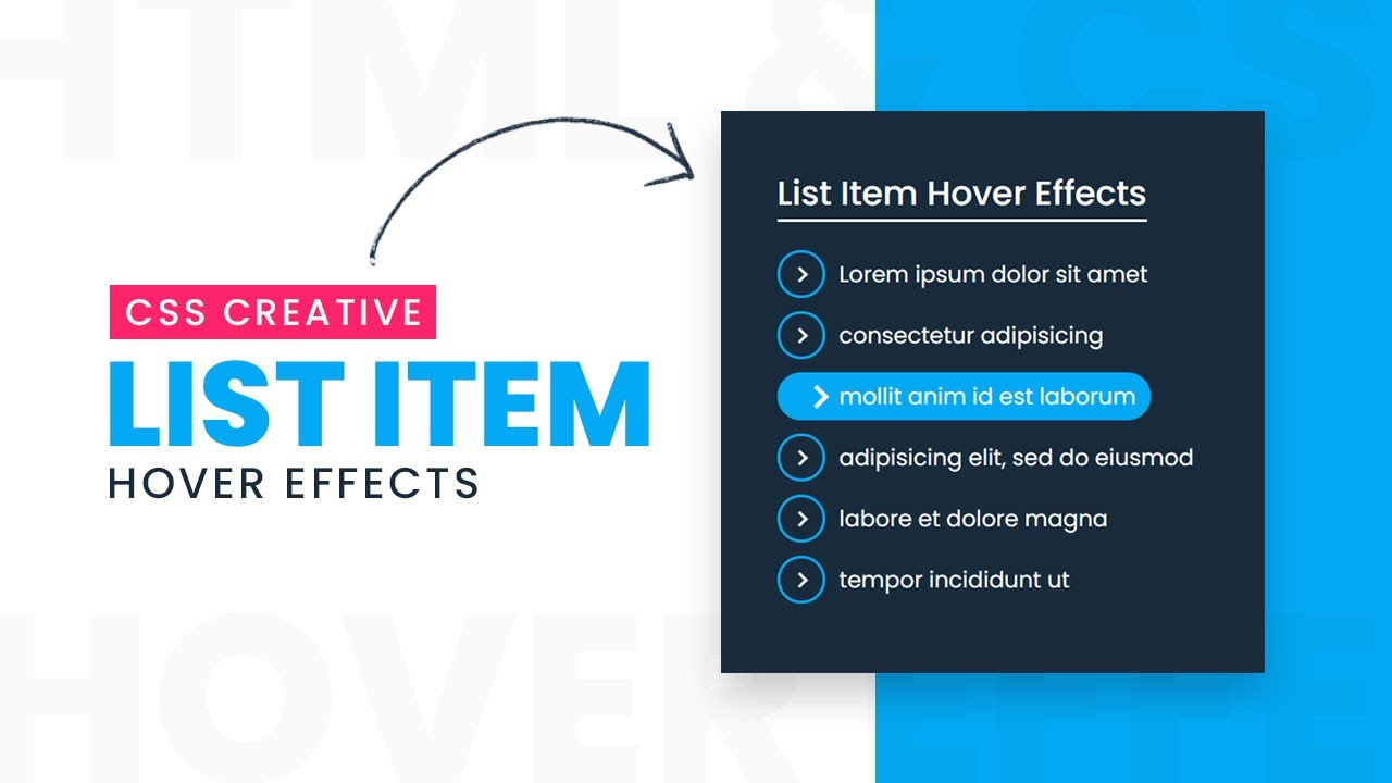 Css Creative List Item Hover Effects Css3 Hover Effects Youtube