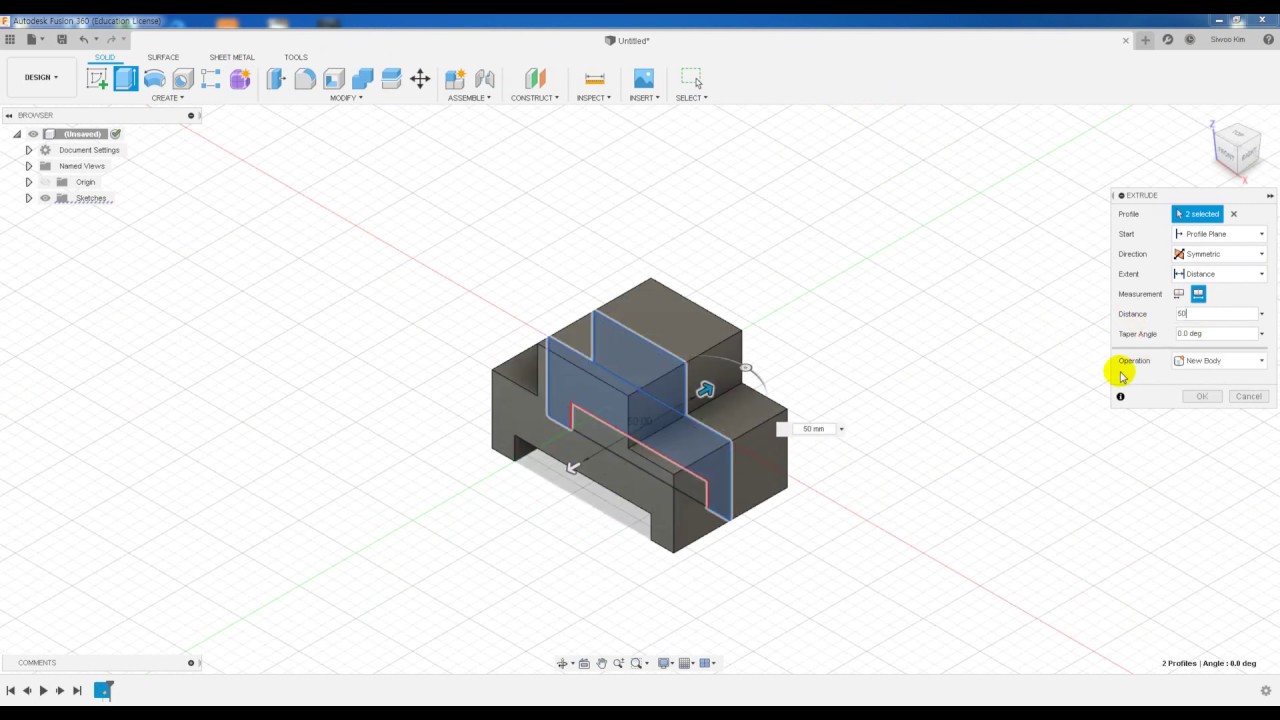 Fusion 360 Tutorial Basic Exercises 11 Youtube