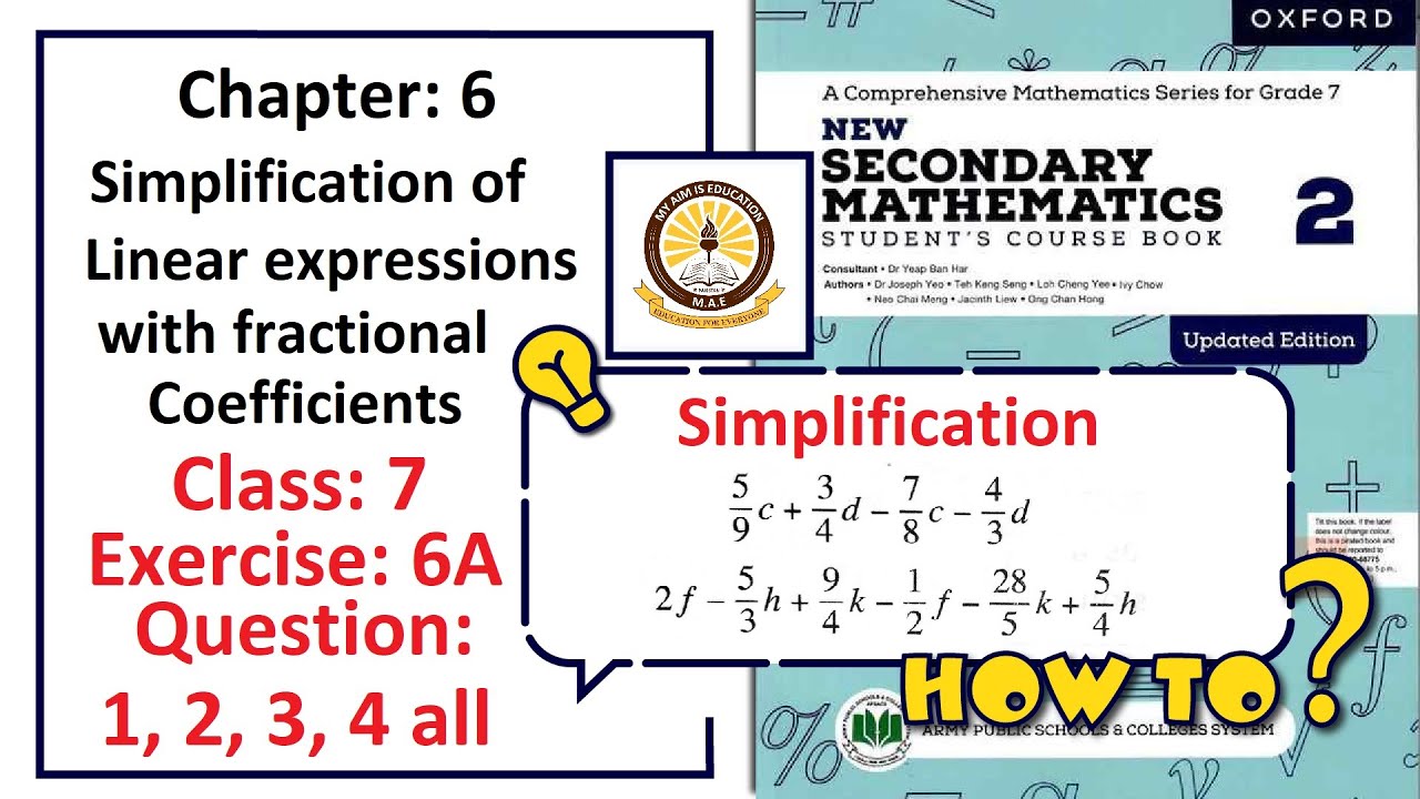 Exercise 6a Question 1 2 3 4 Algebra Solution Aps Math Class 7