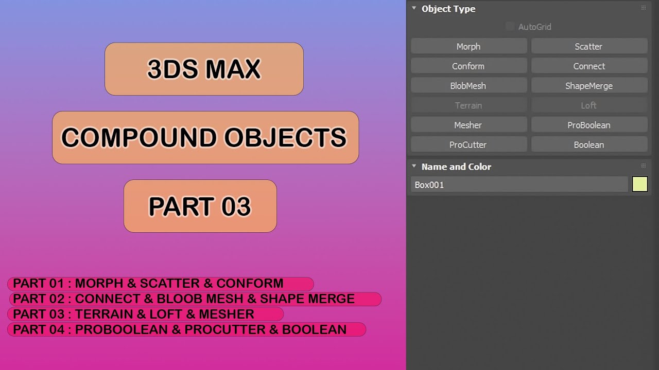 3ds Max Compound Objects Terrain Loft Mesher Part03 Youtube