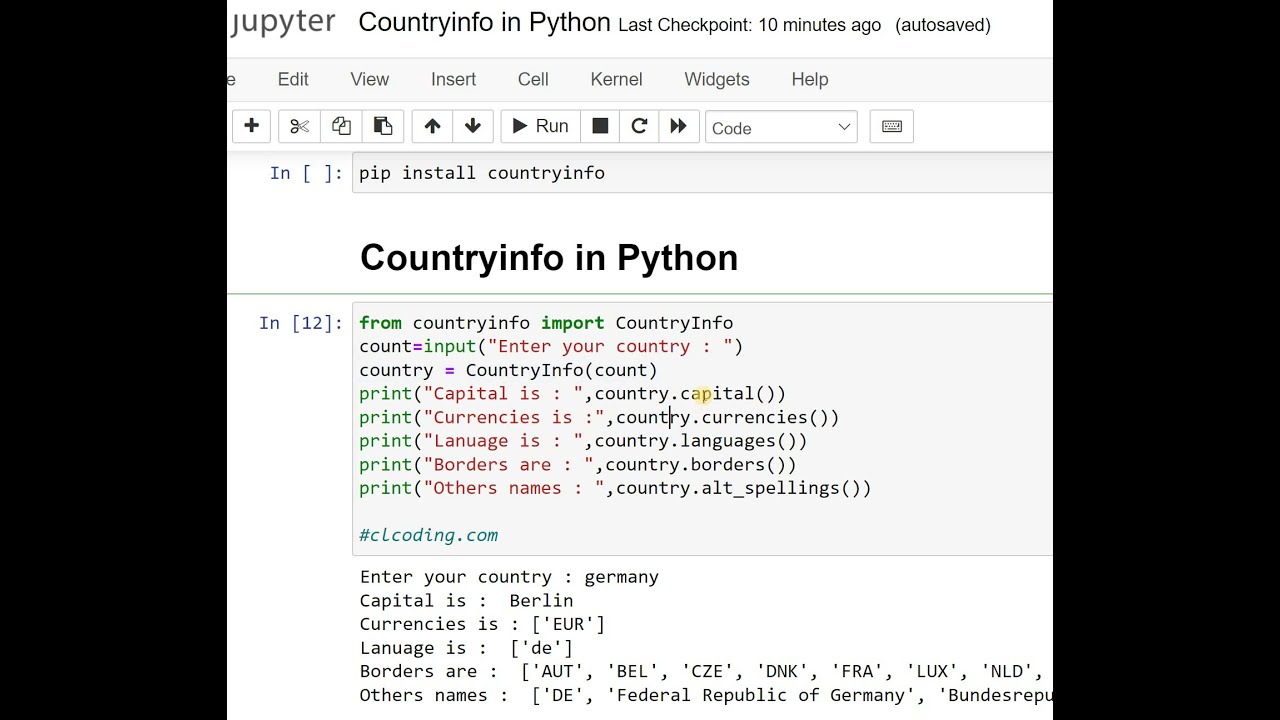 Day 13 Country Info In Python Youtube