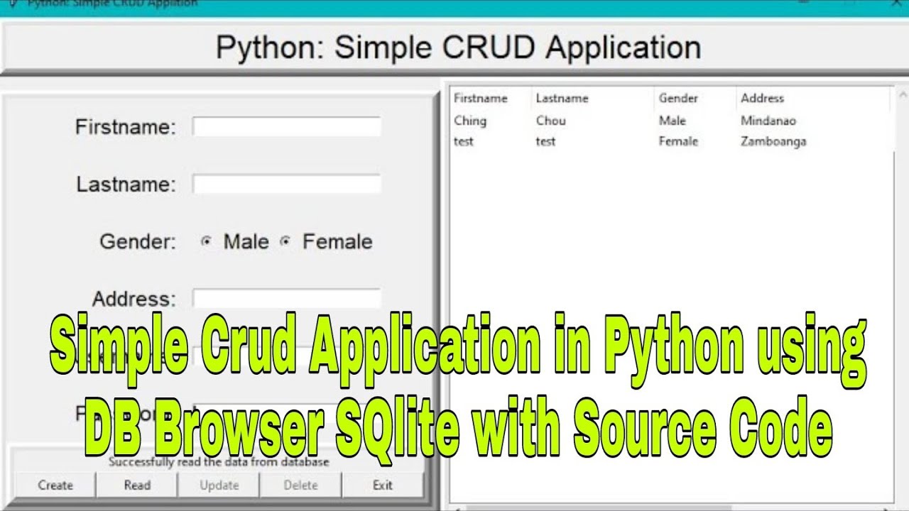 Simple Crud Application In Python Using Db Browser Sqlite With Source