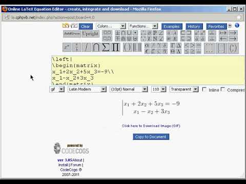 System Of Equations In Latex With Codecogs Equation Editor Youtube