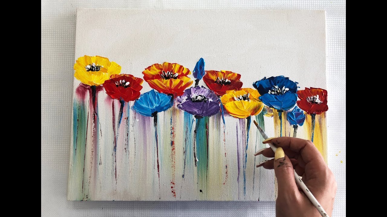 Easy Paintings Of Flowers On Canvas Does Acrylic Work On Wood How To