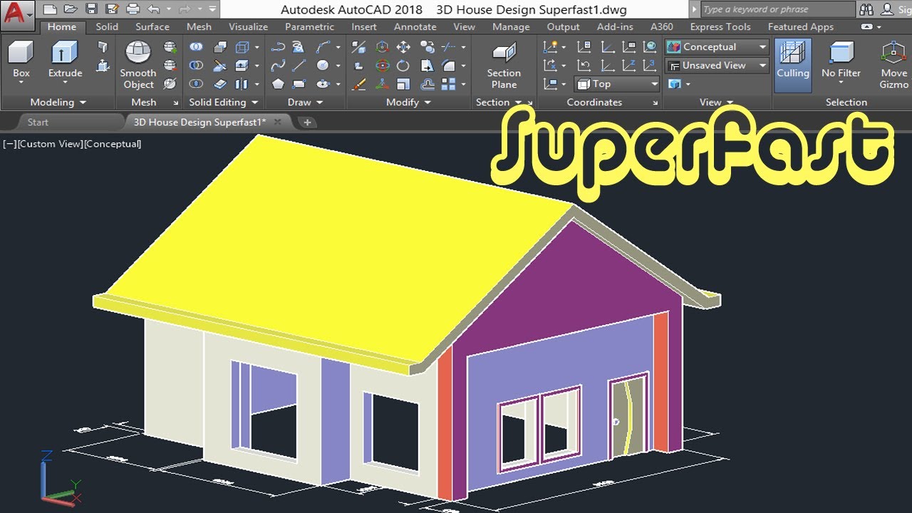 Autocad 3d House Modeling Tutorial Beginner Superfast Kursus Cidb
