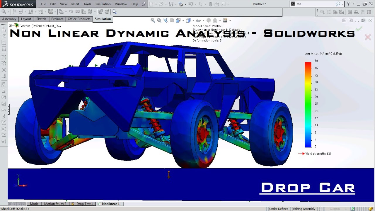 Nonlinear Dynamic Analysis Solidworks Youtube