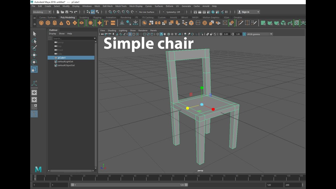 Simple Chair Modeling Tutorial In Maya Youtube