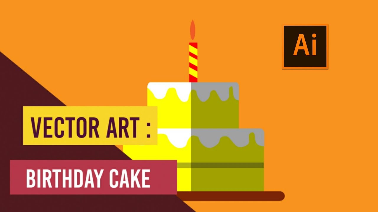 How To Draw Flat Design Birthday Cake With Adobe Illustrator Youtube