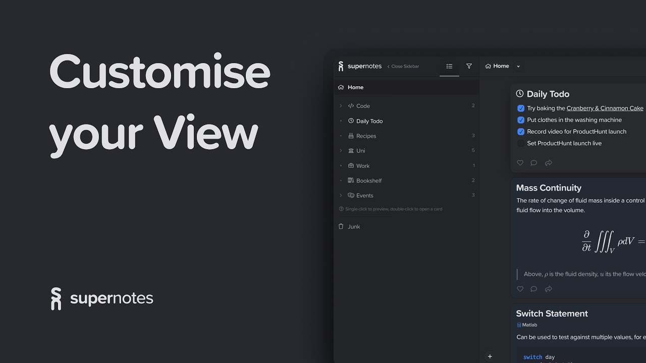 Supernotes Customise Your View Youtube