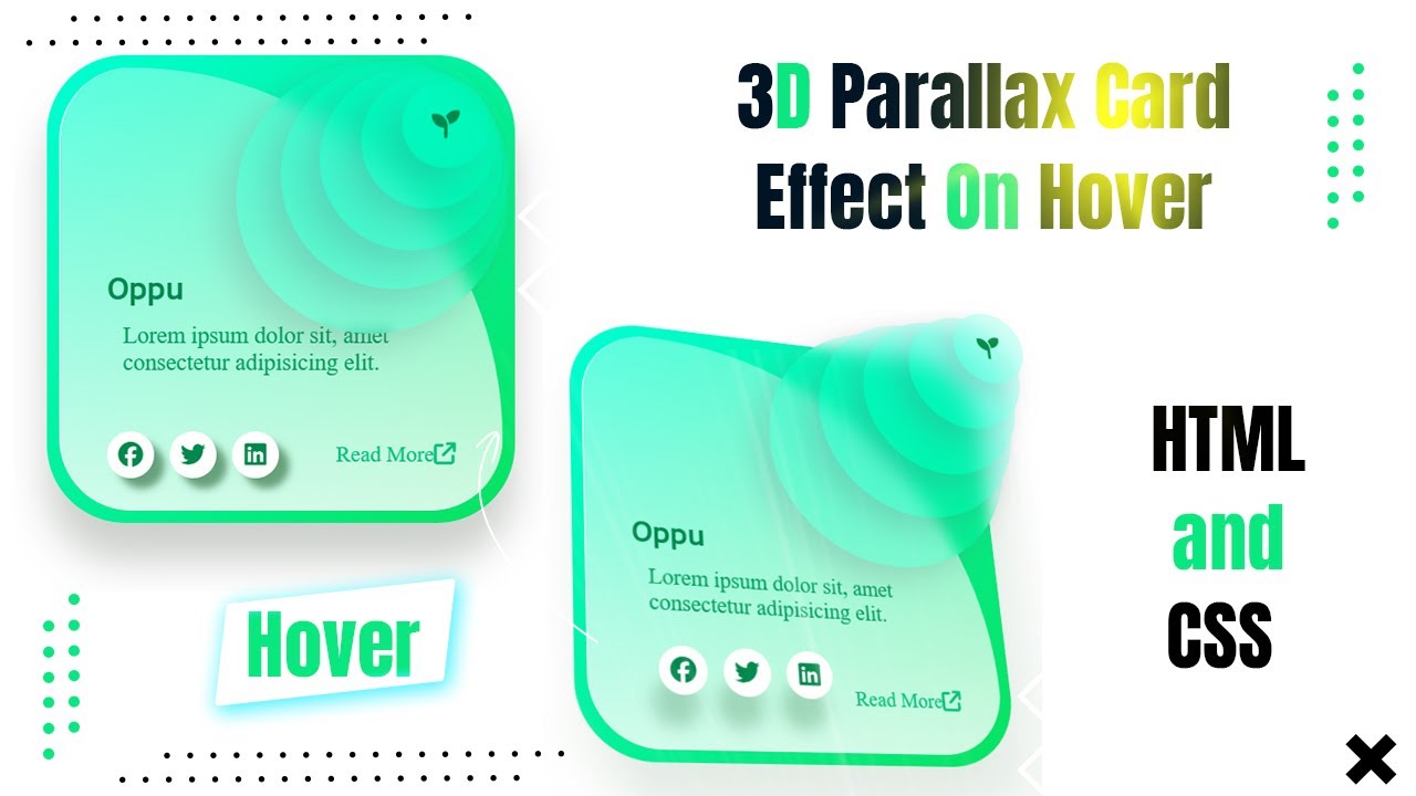 3d Parallax Card Effect On Hover Html And Css Tutorial Web Design