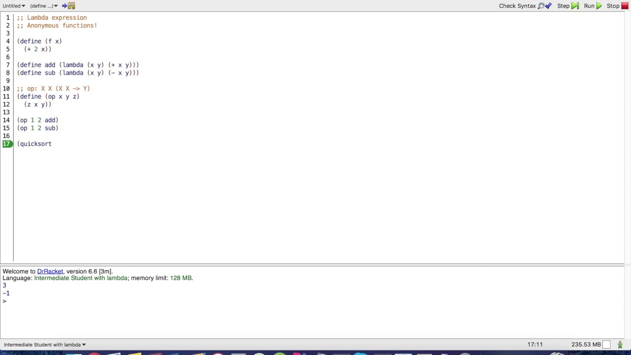 Functional Programming Racket Lambda Expressions Youtube