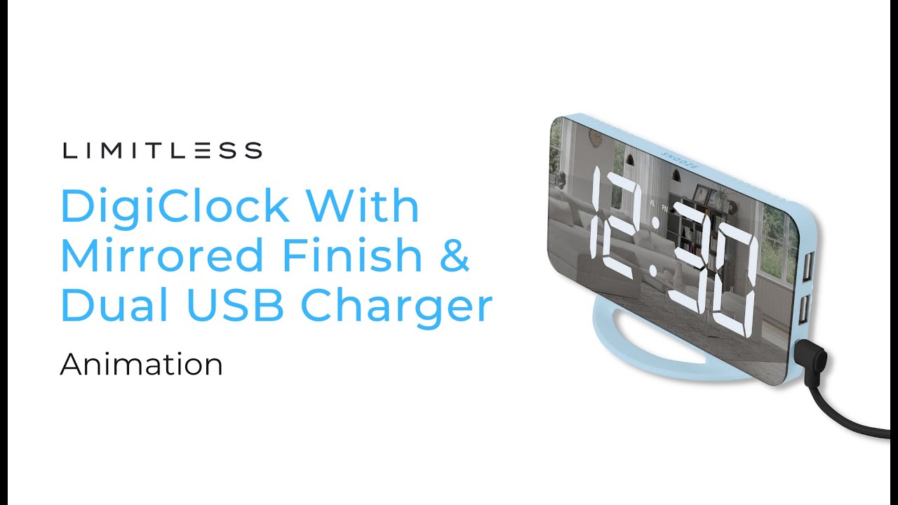 Limitless Digiclock With Mirrored Finish And Dual Usb Charger Youtube