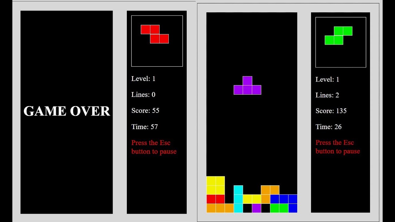 Tetris Game Using Html Css And Javascript Youtube