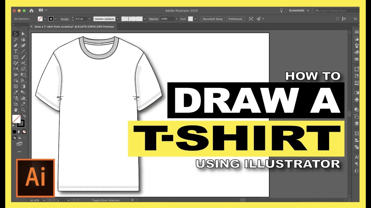 How To Draw A T Shirt Tutorial Using Adobe Illustrator Youtube