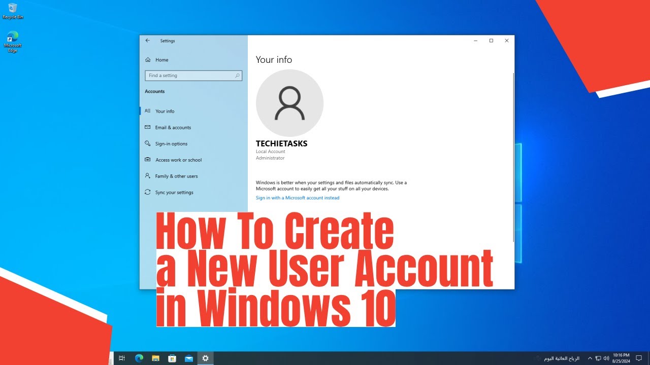 How To Create A New User Account In Windows 10 Youtube