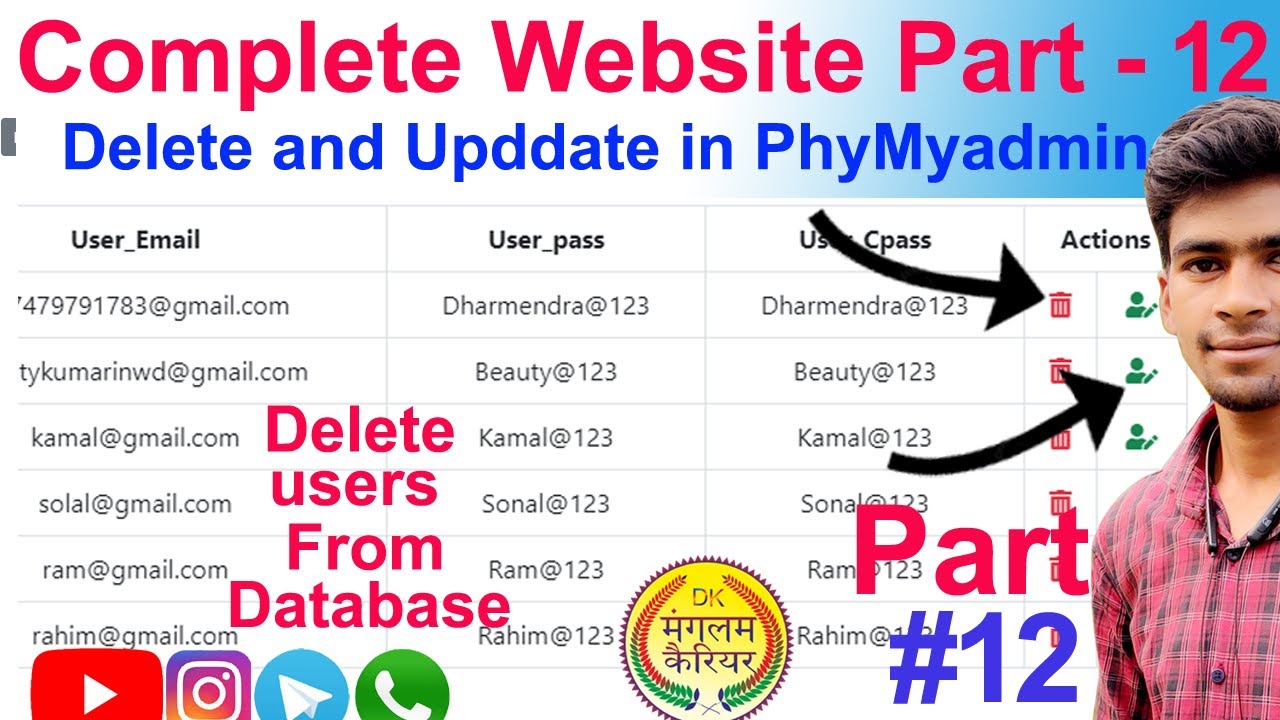 Delete Users From Database In Php Mysql Part 12 Youtube