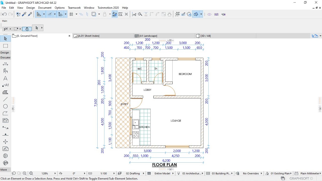 Making A Simple Floor Plan Design Start To Finish In Archicad Youtube