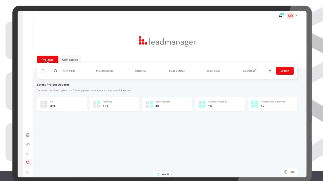 Leadmanager Sharing Projects And Companies Youtube