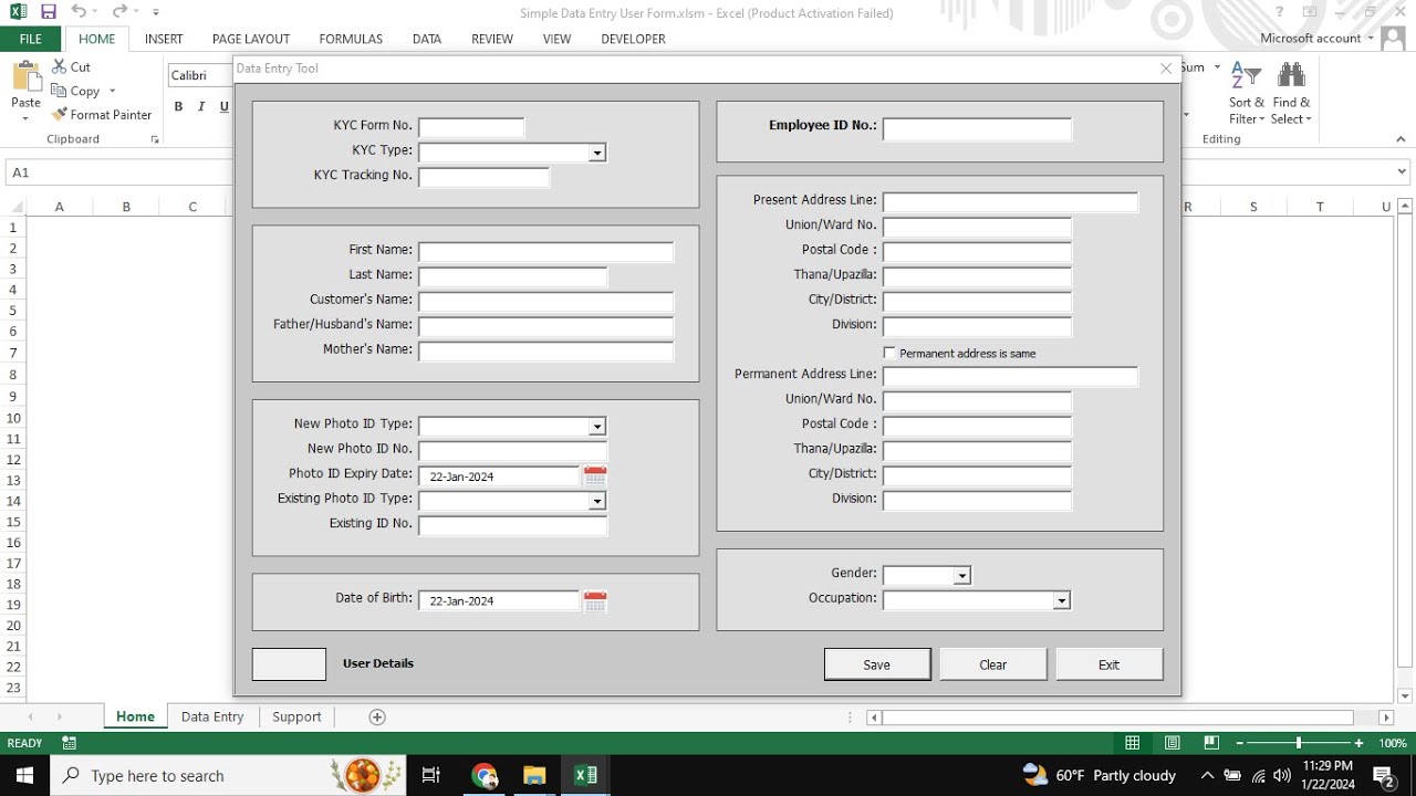 Dynamic Data Entry User Form In Excel Vba Youtube