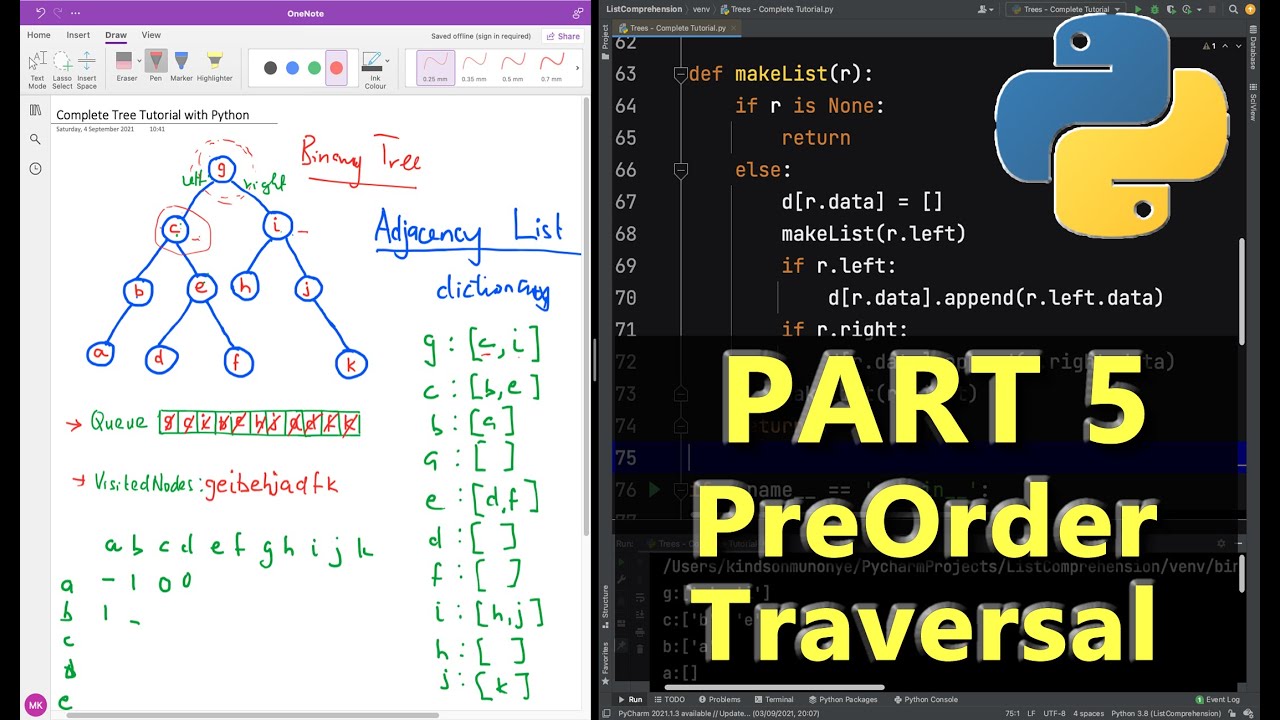 Part 5 Preorder Traversal Of A Binary Tree With Python Implementation