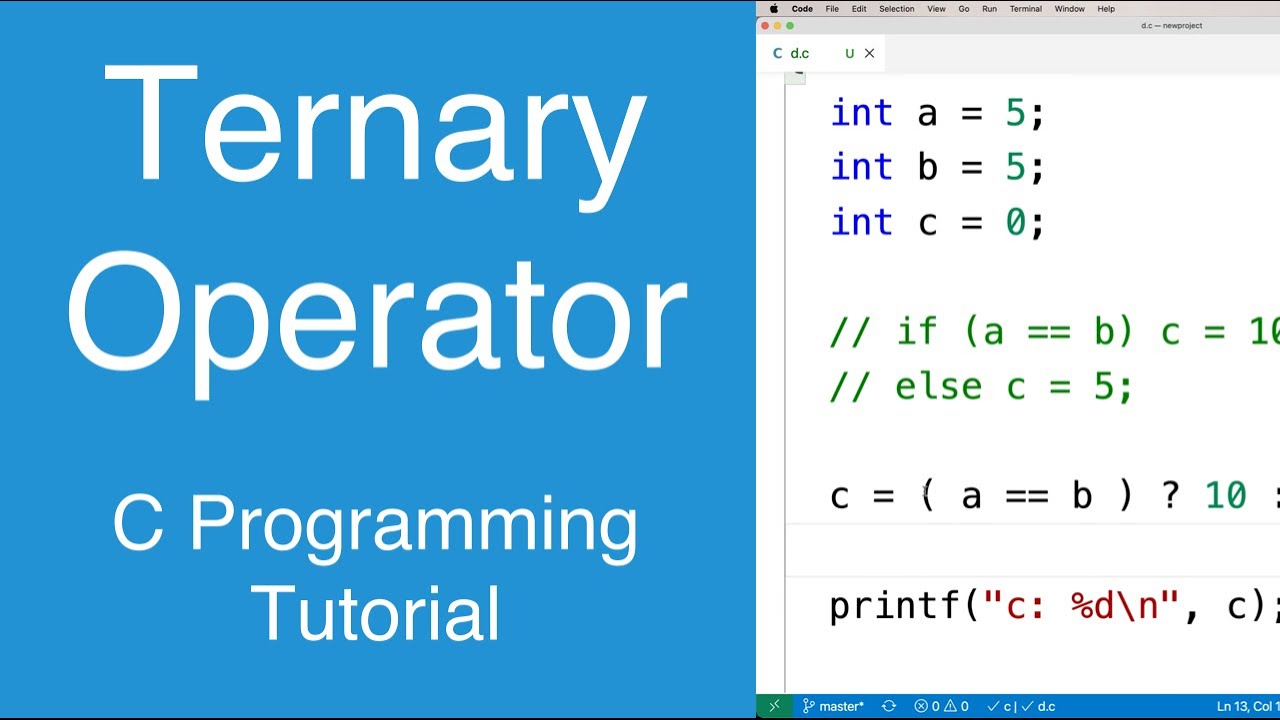 Ternary Operator C Programming Tutorial Youtube